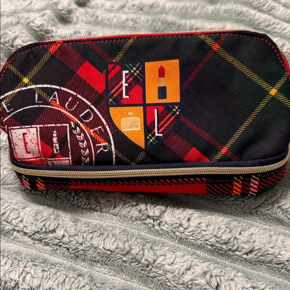 Estee Lauder | Bags | Estee Lauder Small Red And Black Plaid Pouch ...